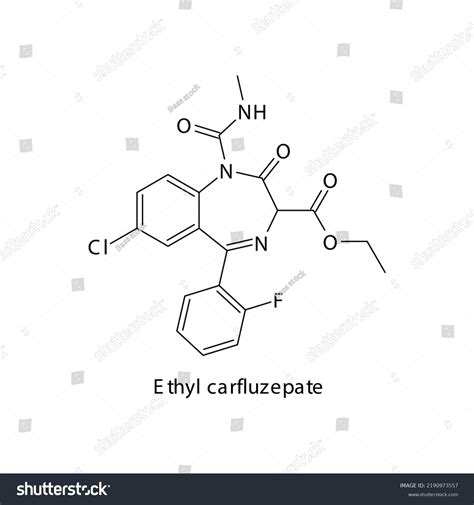 Ethyl Carfluzepate Molecule Flat Skeletal Structure Stock Vector Royalty Free 2190973557