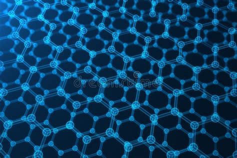 3d Rendering Abstract Nanotechnology Glowing Hexagonal Geometric Form