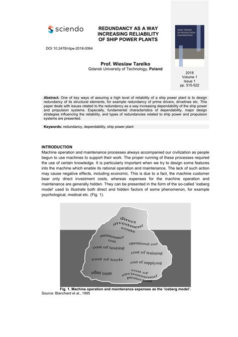 Pdf Redundancy As A Way Increasing Reliability Of Ship Power Plants