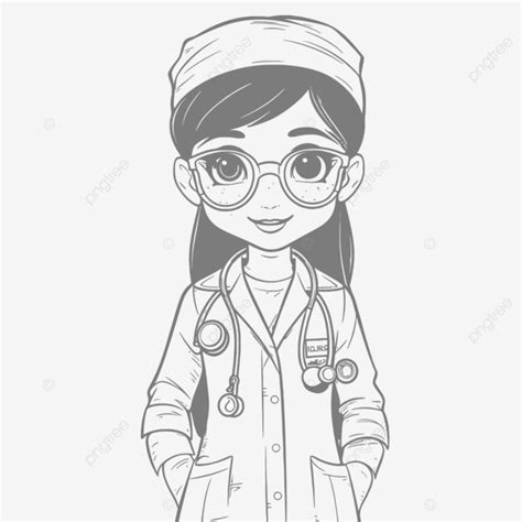 Doctor Girl Female Standing Drawing Illustration Young Crossed Arms His
