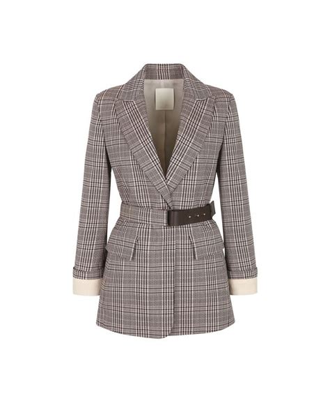 포스티 데코 테일러드 칼라 롤업 체크 재킷 Dcjkb1202w