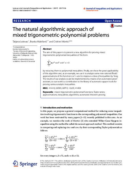 Pdf The Natural Algorithmic Approach Of Mixed Trigonometric
