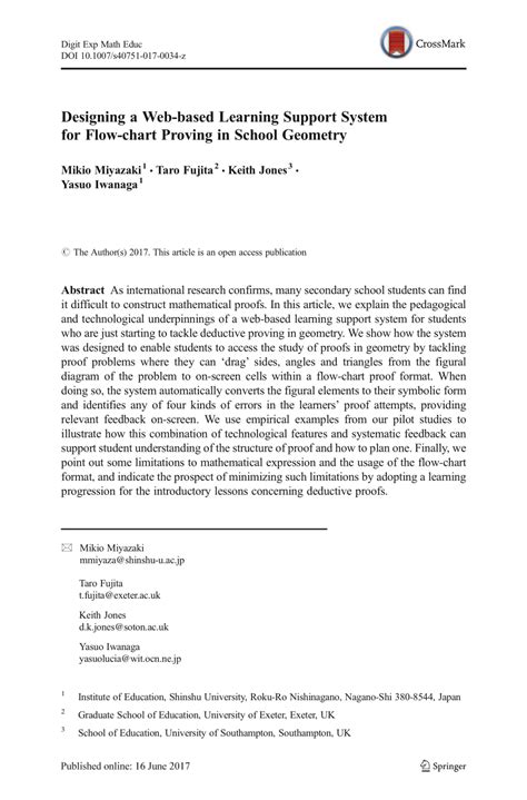 Pdf Designing A Web Based Learning Support System For Flow Chart Proving In School Geometry