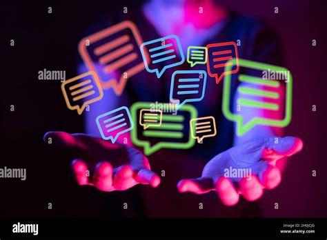 3d rendering of floating email icons on a man s hand concept of