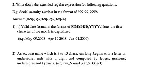Solved Part Ii Regular Expression 1 Chose Matches For
