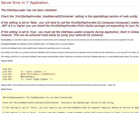 C Aspnet Mvc 5 Using Ninject The Sitemaploader Has Not Been Initialized Stack Overflow