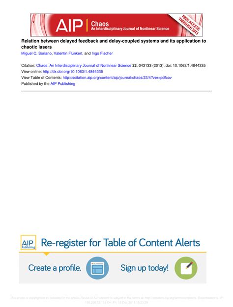 Pdf Relation Between Delayed Feedback And Delay Coupled Systems And Its Application To Chaotic