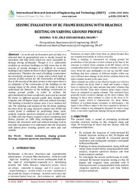 Pdf Seismic Evaluation Of Rc Frame Building With Bracings Resting On