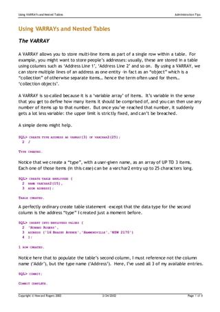 Varraysandnestedtables PDF