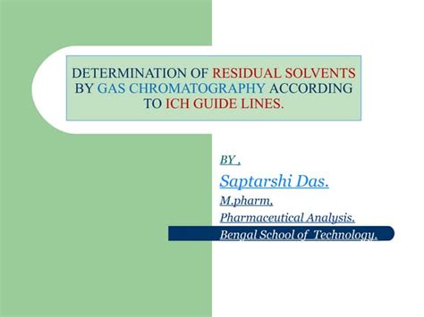 Residual Solvent Analysis Part 1 Gc Head Space Calculations Of