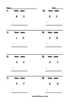 Subtraction Problems Using Place Value By Merrissa Peralta TPT