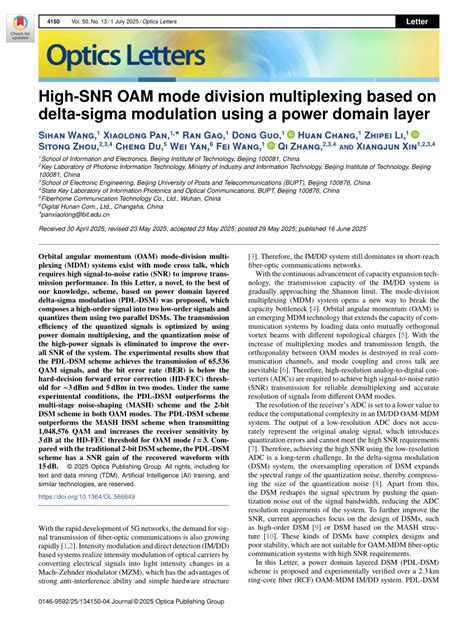 High Snr Oam Mode Division Multiplexing Based On Delta Sigma Modulation
