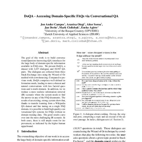 doqa accessing domain specific faqs via conversational qa acl anthology