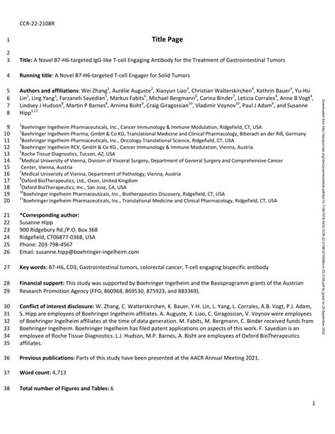 Pdf A Novel B7 H6targeted Igg Like T Cellengaging Antibody For The Treatment Of