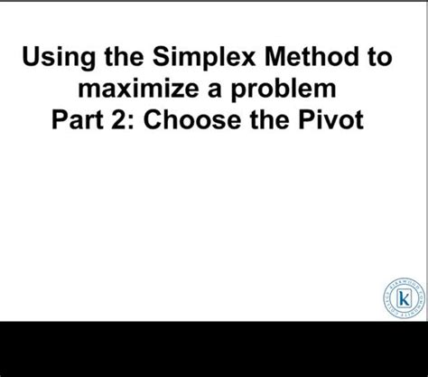 Simplex Method Part 2