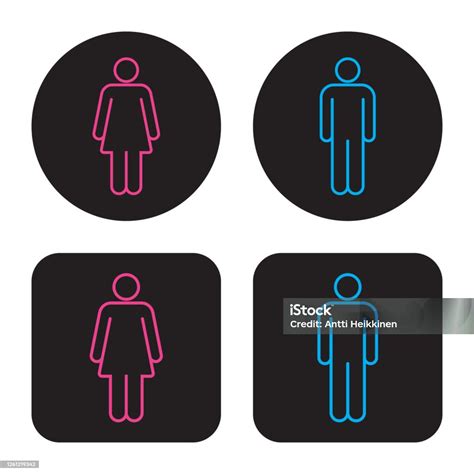 남자와 여자 정사각형 및 둥근 아이콘 세트 남성과 여성의 성별 프로필 기호 남성과 여성 화장실 로고 화장실 과 욕실 표지판 사람 윤곽 실루엣 벡터 일러스트 이미지입니다 0