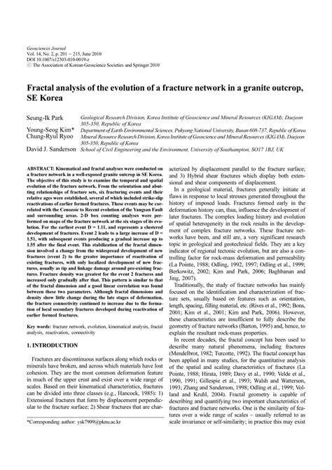 Pdf Fractal Analysis Of The Evolution Of A Fracture Network In A