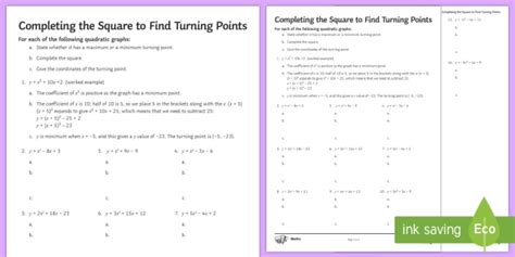 formula how to find turning point quadratic equations minimum value turning point