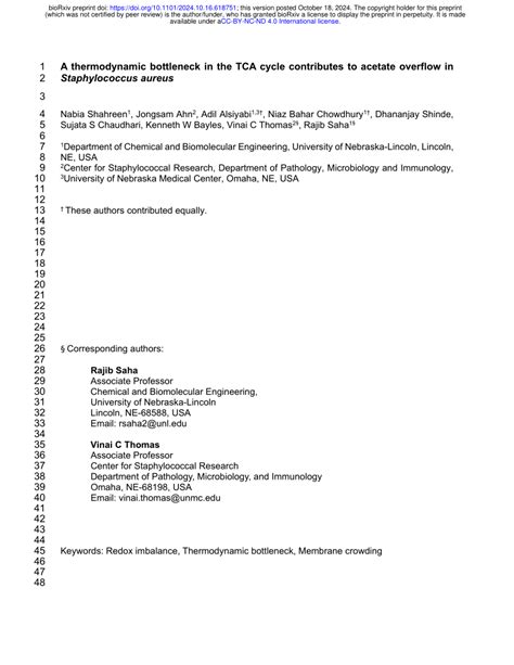 Pdf A Thermodynamic Bottleneck In The Tca Cycle Contributes To