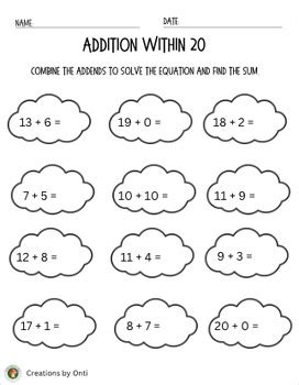 Addition And Subtraction Within By Creations By Onti TPT