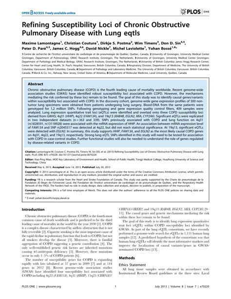 Pdf Refining Susceptibility Loci Of Chronic Obstructive Pulmonary
