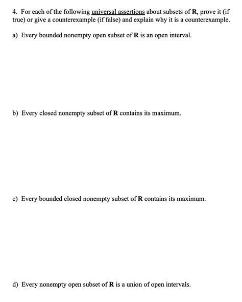 Solved 4 For Each Of The Following Universal Assertions