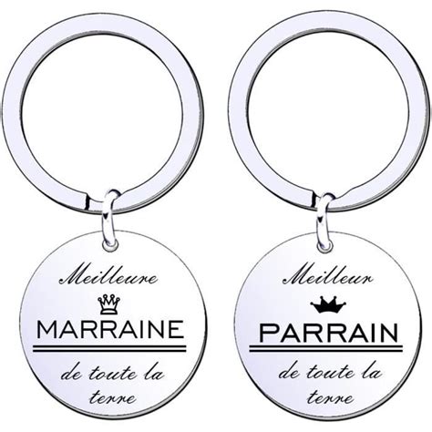 2 porte clés parrain et marrainecadeau femme cadeau d homme cadeau