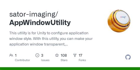 Github Sator Imaging Appwindowutility This Utility Is For Unity To Configure Application