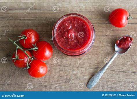 Tomato Paste Ketchup From Red Tomatoes Tomato Sauce Stock Image Image Of Pepper Glass