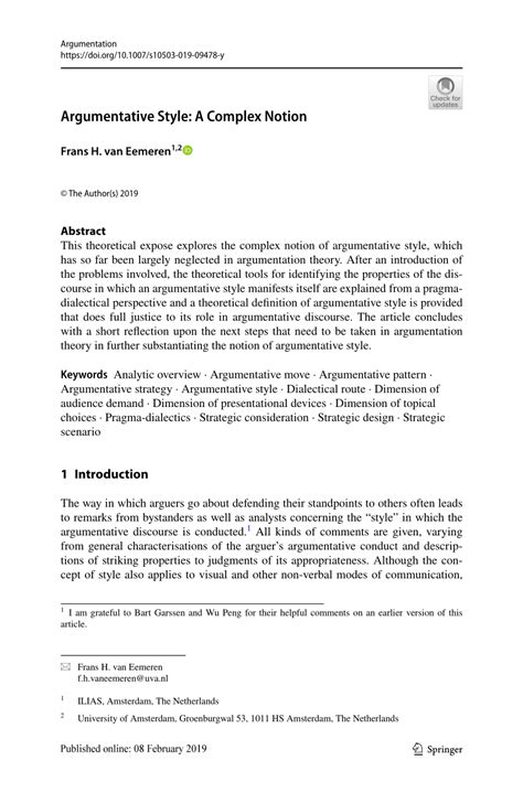 Pdf Argumentative Style A Complex Notion