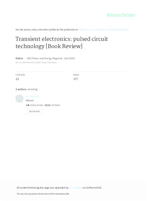 Pdf Transient Electronics Pulsed Circuit Technology