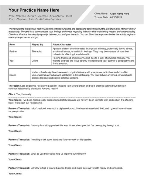 Setting Boundaries With Your Partner Who Is Not Having Sex Role Playing Script Pdf
