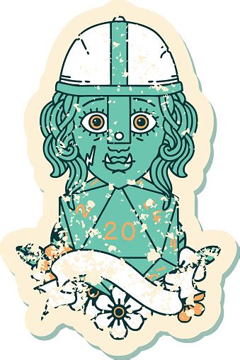 하프 오크 파이터 캐릭터와 천연 20 주사위 롤 일러스트레이션 굴리기에 대한 스톡 벡터 아트 및 기타 이미지 굴리기 도깨비 명랑한 Istock