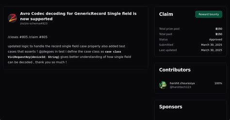 Avro Codec Decoding For Genericrecord Single Field Is Now Supported Algora