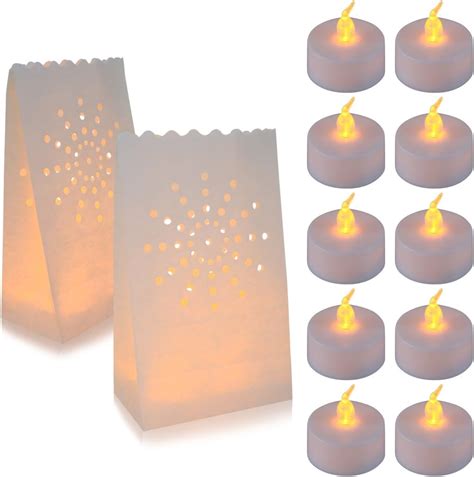 Acelist 30 Set Luminaries Bag With Flameless Candles Tea