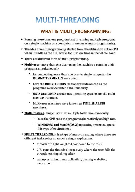Multithreading Notes Java Computer Science Higher Level Ib