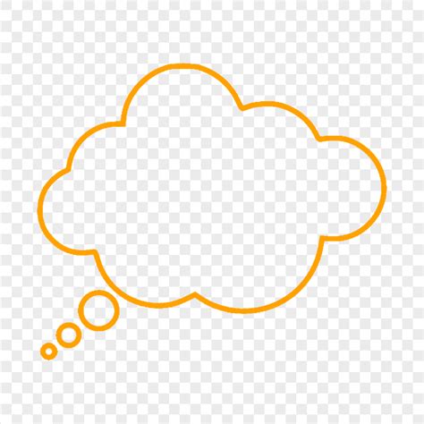 Hd Orange Outline Thinking Speech Cloud Png Citypng