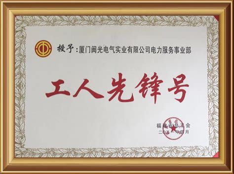 荣誉资质 厦门闽光集团有限公司 电气制造 智慧科技