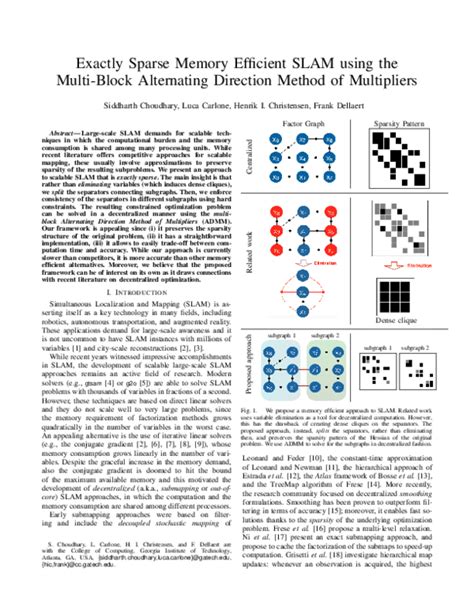 Pdf Exactly Sparse Memory Efficient Slam Using The Multi Block Alternating Direction Method Of