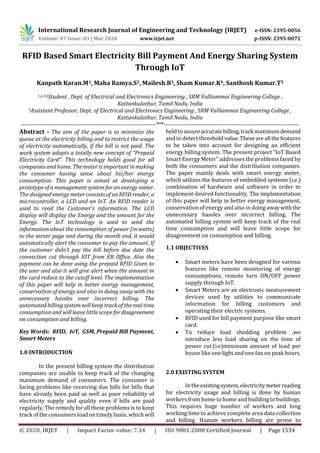 IRJET RFID Based Smart Electricity Bill Payment And Energy Sharing System Through IoT PDF