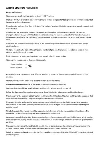 Aqa Gcse Physics Atomic Structure Revision Teaching Resources
