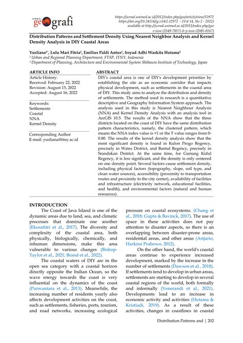 Pdf Distribution Patterns And Settlement Density Using Nearest Neighbor Analysis And Kernel