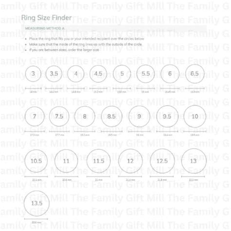 Online Ring Size Chart Etsy