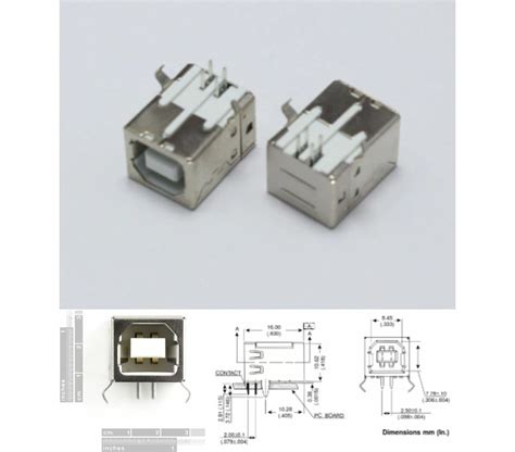 Usb Female Type B Connector Arduino 4 Pin Pcb Jack