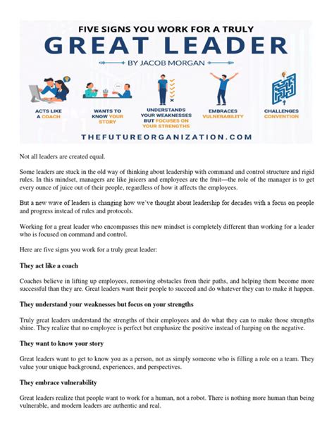 5 Signs You Work For A Truly Great Leader Pdf Career And Growth