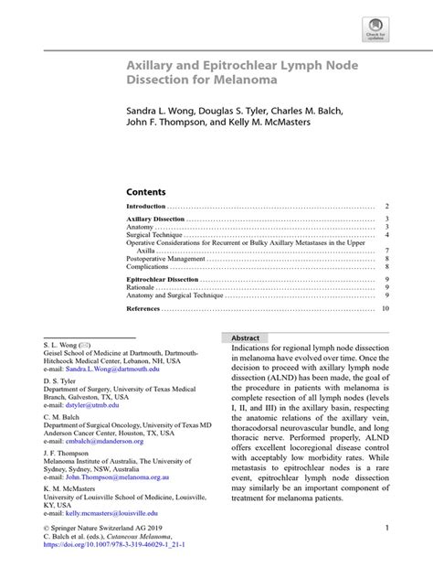 5 Axillary And Epitrochlear Lymph Node Dissection For Melanoma Pdf Melanoma Human Anatomy