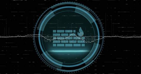 Animation Of Graphs Over Cyber Security Text Shield Firewall Icon In
