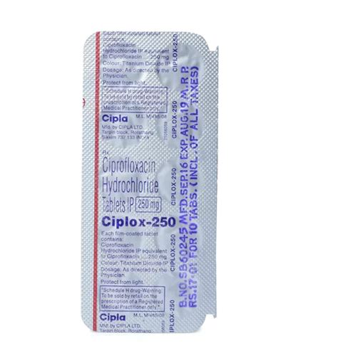 Buy Ciplox 250mg Tablet Online Ciprofloxacin 250mg