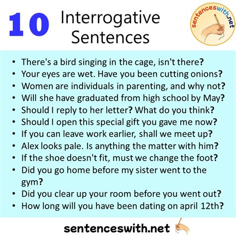 10 Interrogative Sentences Examples Interrogatives In A Sentence