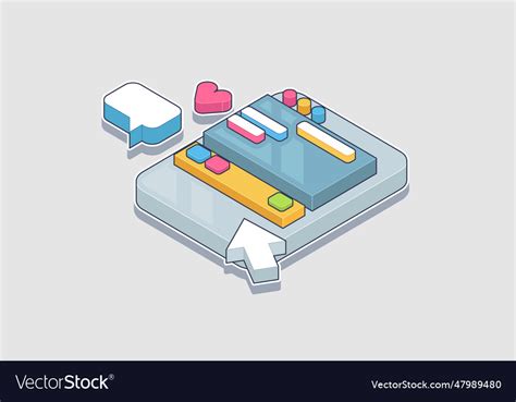Abstract Isometric Concept App Development Vector Image